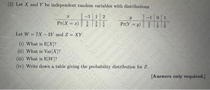 [Solved]: (2) Let ( X ) and ( Y ) be independent random