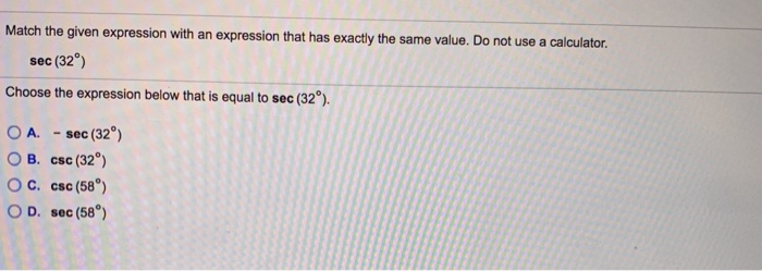 Solved Match the given expression with an expression that | Chegg.com