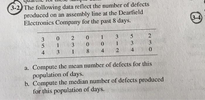 Solved 3-2. The following data reflect the number of defects | Chegg.com