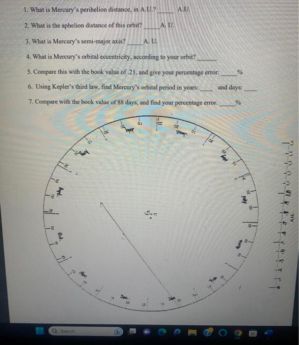 Solved 1. What is Mercury's perihelion distance, in A.U.? | Chegg.com