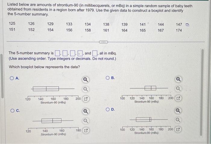 Solved Listed below are amounts of strontium-90 (in | Chegg.com