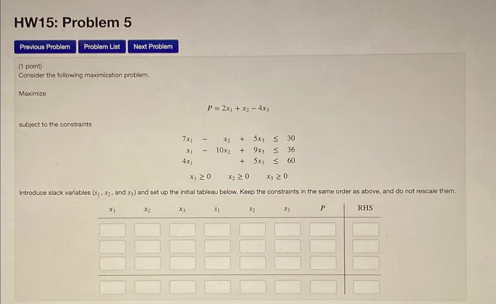 Solved HW15: Problem 5(1 ﻿point)Consider the following | Chegg.com