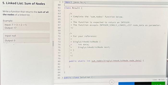 Solved 5 Linked List Sum Of Nodes Write A Function That 2362