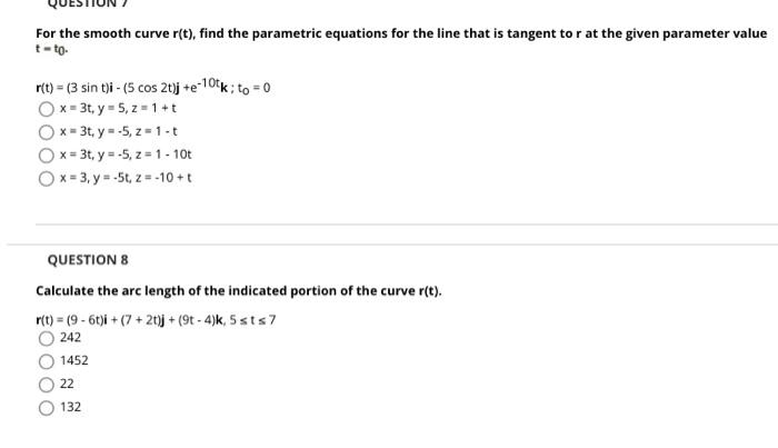 Solved For the smooth curve r(t), find the parametric | Chegg.com