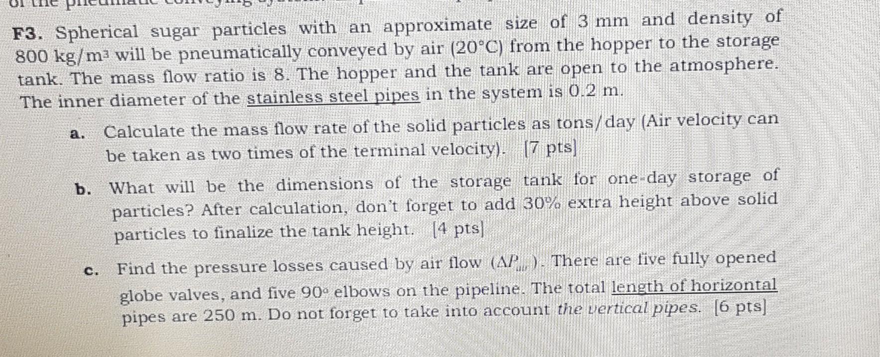 Solved F3. Spherical sugar particles with an approximate | Chegg.com