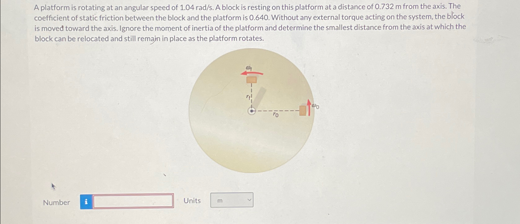 Solved A platform is rotating at an angular speed of | Chegg.com
