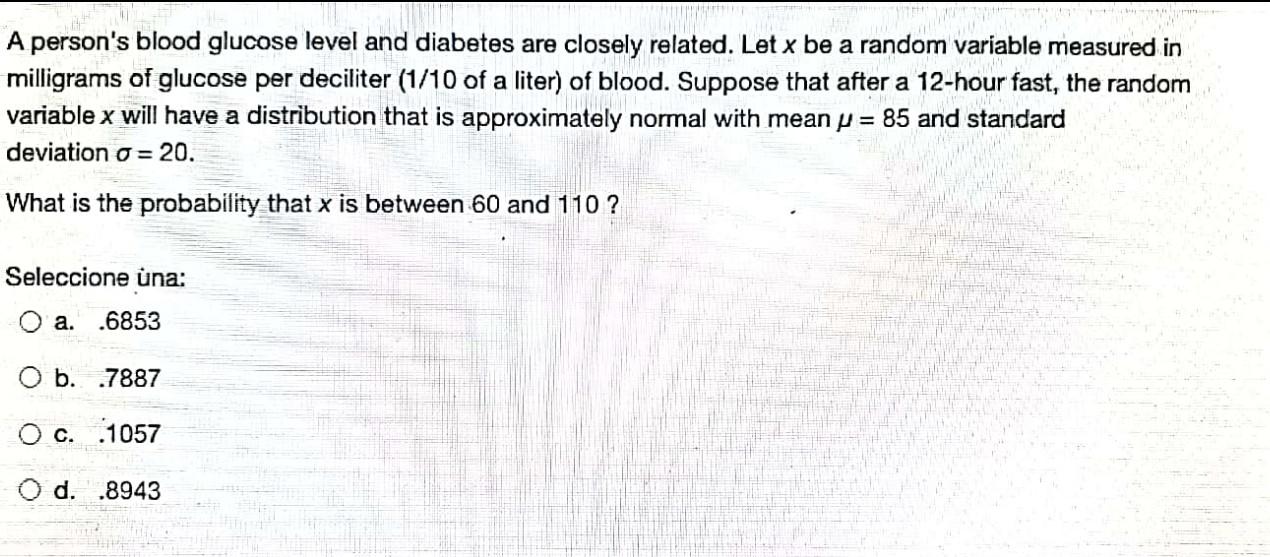 Solved A person's blood glucose level and diabetes are | Chegg.com