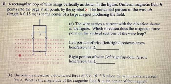 Solved 10. A rectangular loop of wire hangs vertically as | Chegg.com