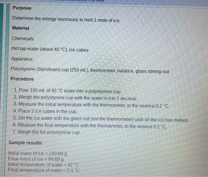 Solved Please read the procedure / information and then | Chegg.com