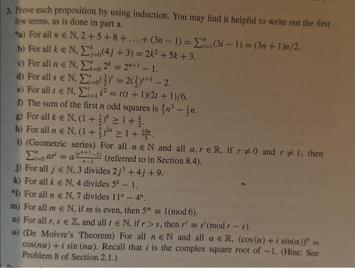 Solved 3. Prove each proposition by using induction. You may | Chegg.com