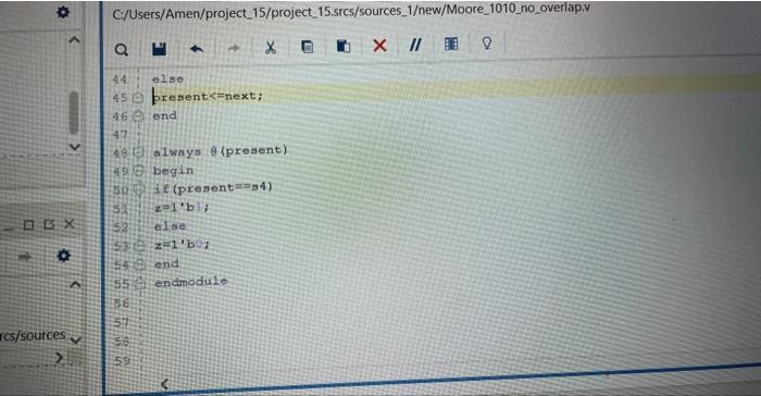 Solved module Moore_1010_no_overlap (w, olook, reset, | Chegg.com