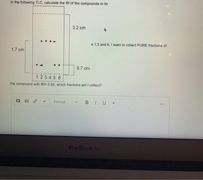 Solved In the following TLC, calculate the Rf of the | Chegg.com