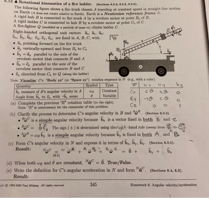 Solved . No . Cx 6.13 # Rotational kinematics of a fire | Chegg.com