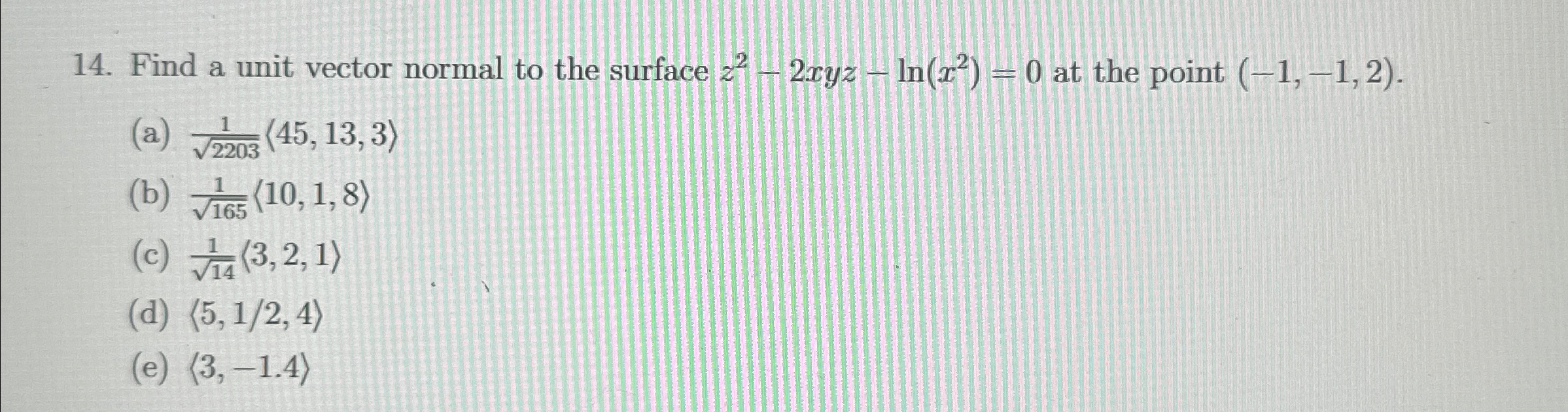 Solved Find a unit vector normal to the surface | Chegg.com