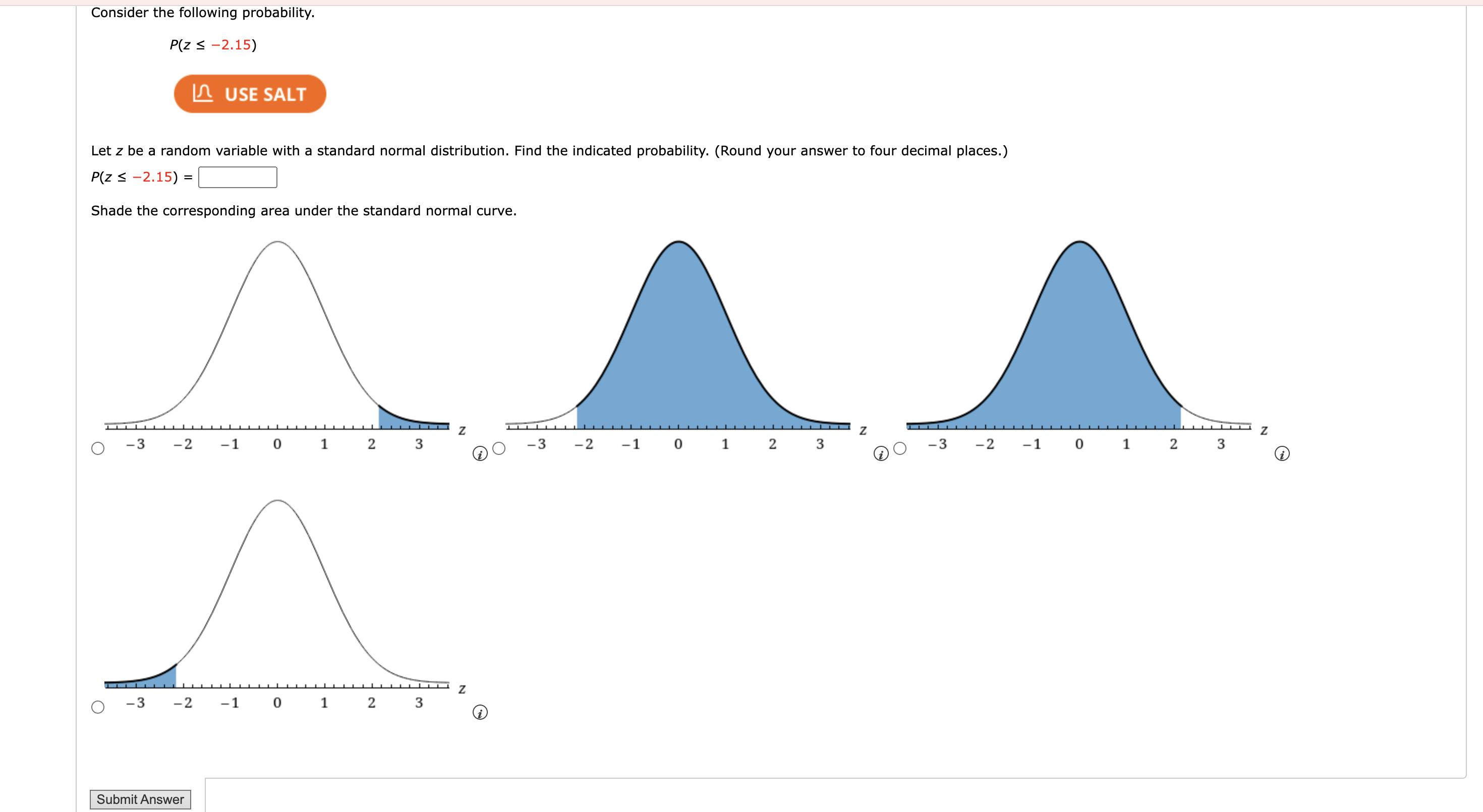 Solved I USE SALTLet z ﻿be a random variable with a standard | Chegg.com