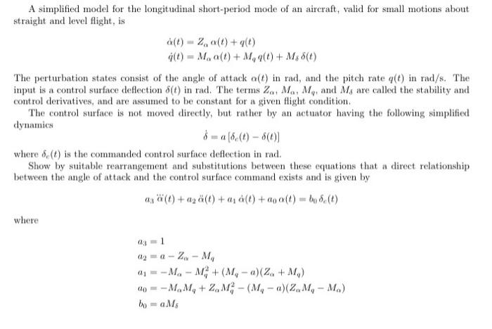 A simplified model for the longitudinal short-period | Chegg.com
