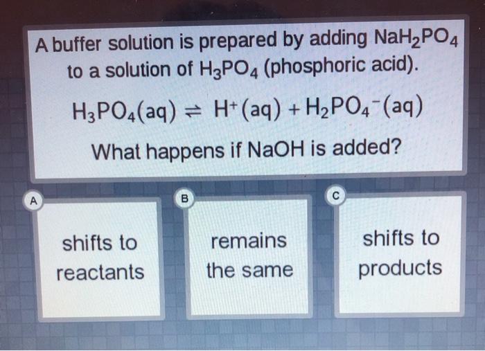 Solved A buffer solution is prepared by adding NaH2PO4 to a | Chegg.com