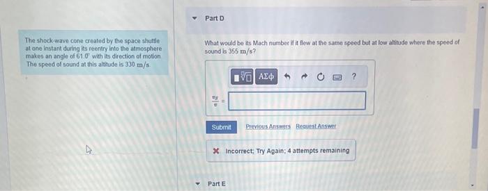 Solved The shock-wave cone created by the space shuttle at | Chegg.com