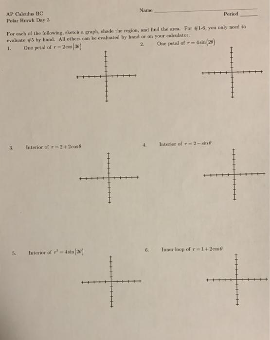 Solved Name Period AP Calculus BC Polar Hmwk Day 3 For each | Chegg.com