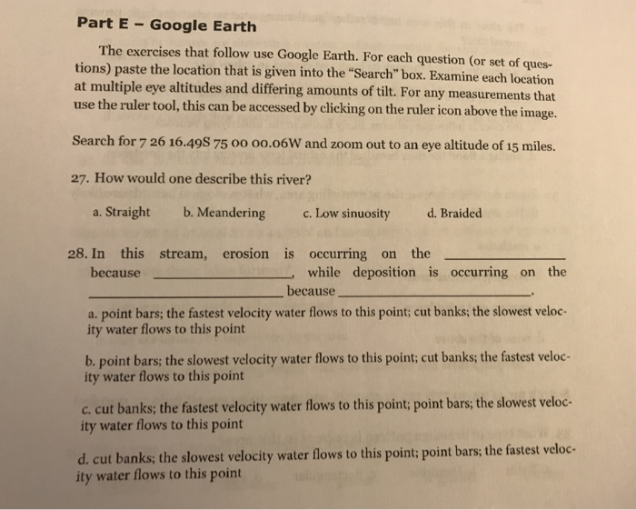 Solved Part E - Google Earth The exercises that follow use | Chegg.com