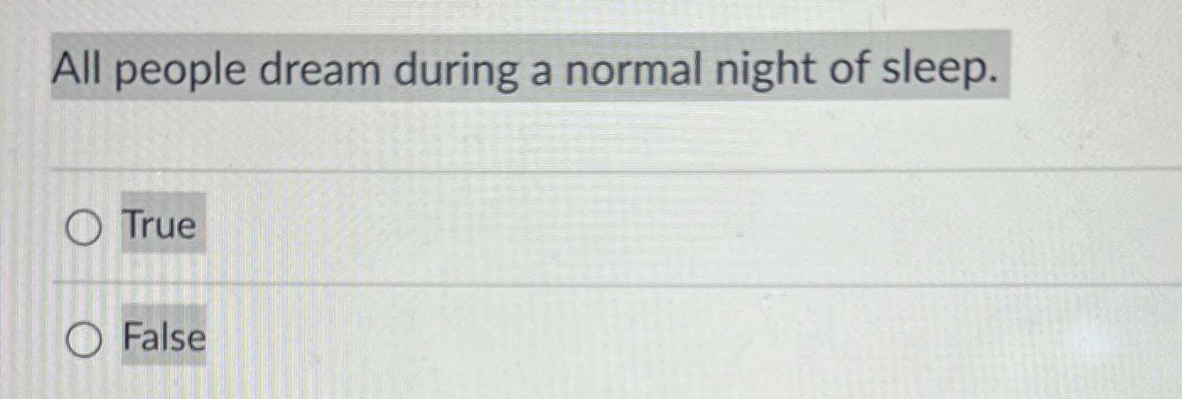 Solved All people dream during a normal night of | Chegg.com