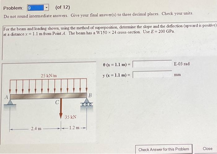 Solved For the beam and loading shown, using the method of | Chegg.com