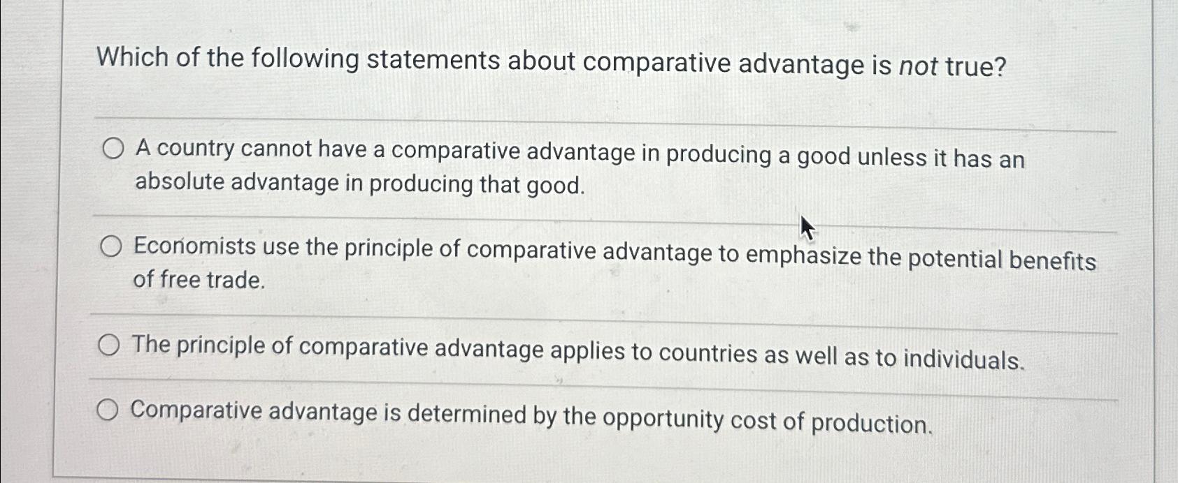 Solved Which of the following statements about comparative | Chegg.com