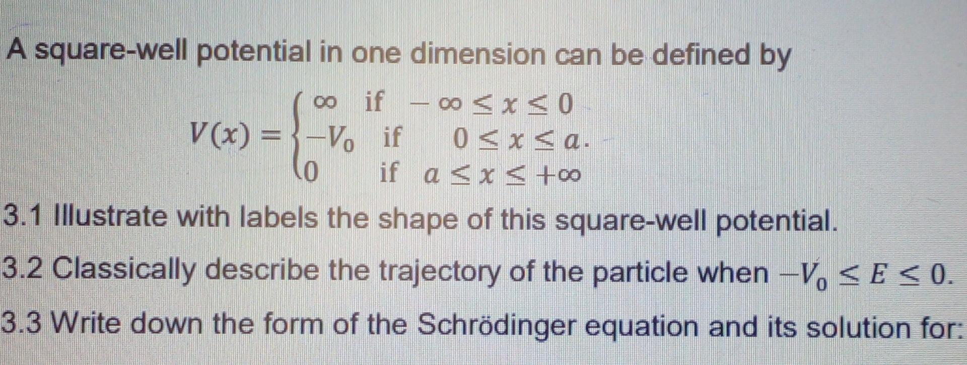 Solved square-well potential in one dimension can be defined | Chegg.com