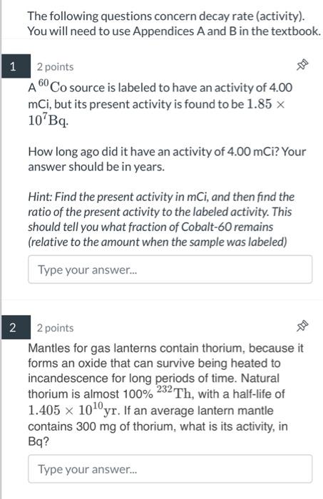 Solved The following questions concern decay rate | Chegg.com