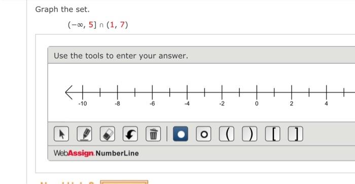 Solved Graph the set. (−∞,5]∩(1,7) | Chegg.com