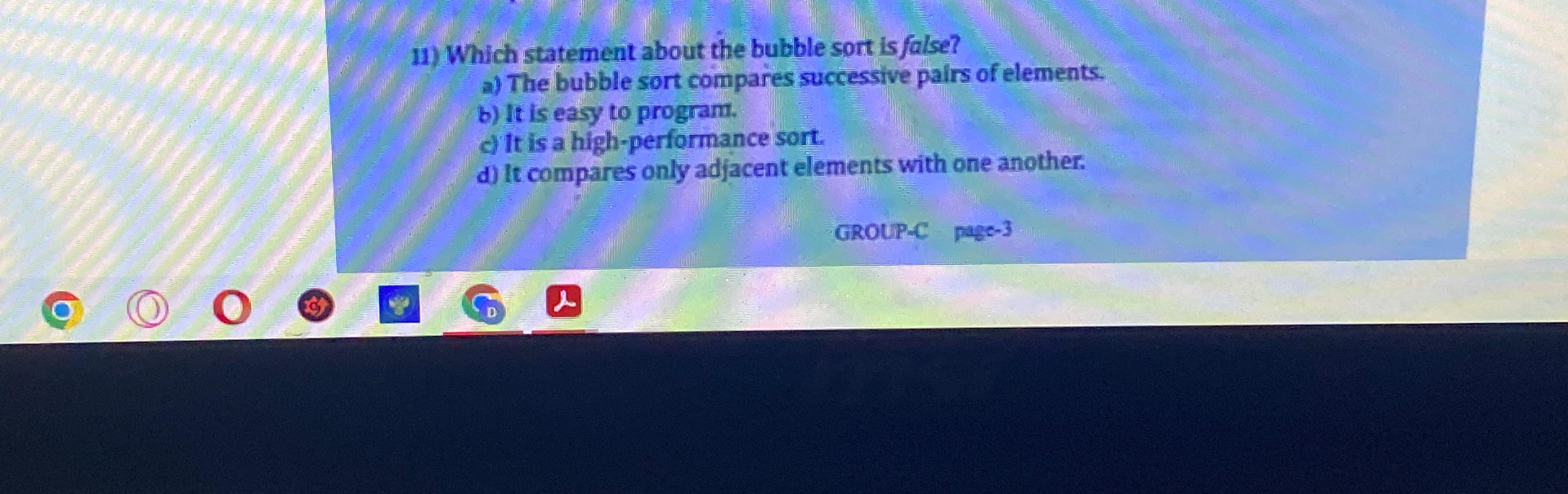 Solved 1i) ﻿Which statement about the bubble sont is | Chegg.com