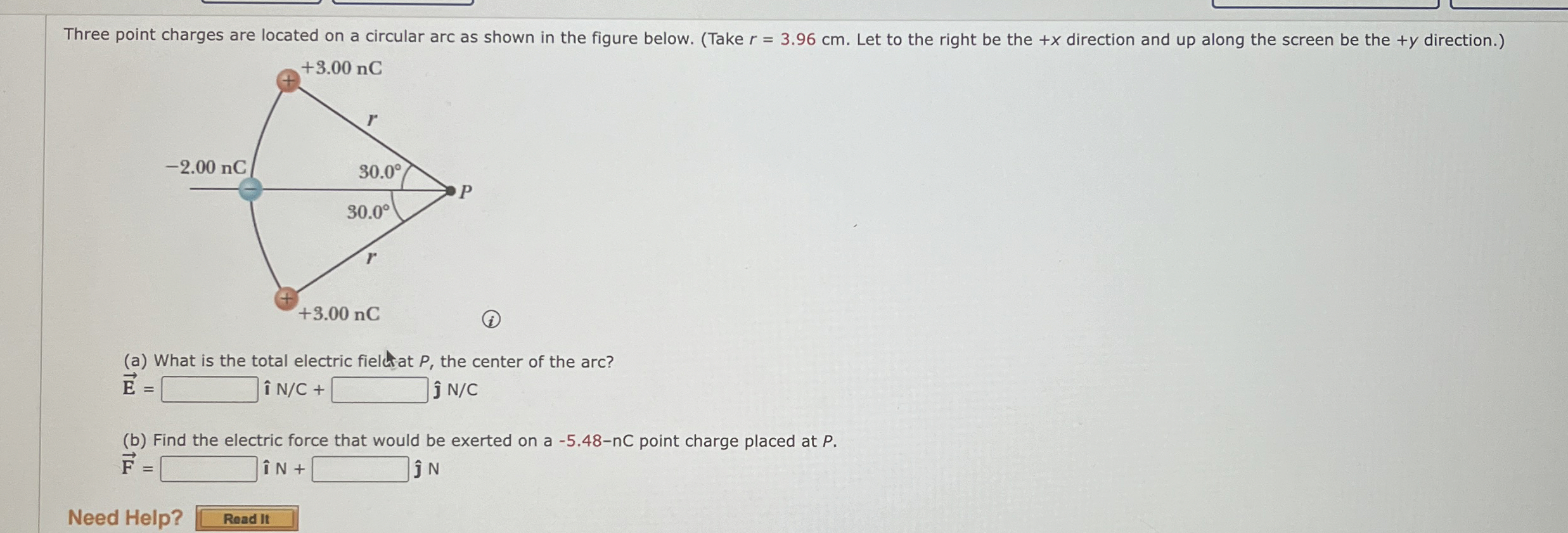Solved Three point charges are located on a circular arc as | Chegg.com