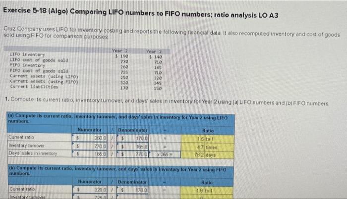 Solved Exercise 5-18 (Algo) Comparing LIFO numbers to FIFO | Chegg.com