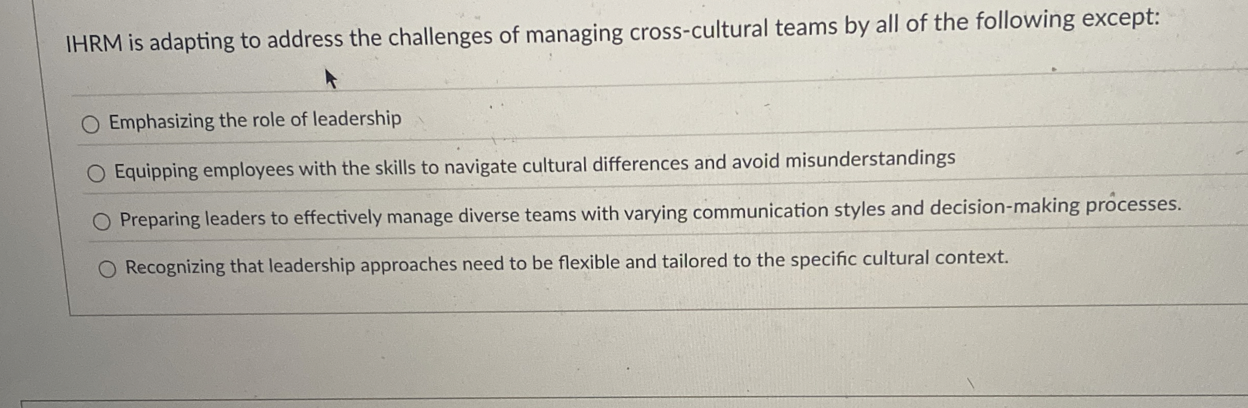 Solved IHRM is adapting to address the challenges of | Chegg.com