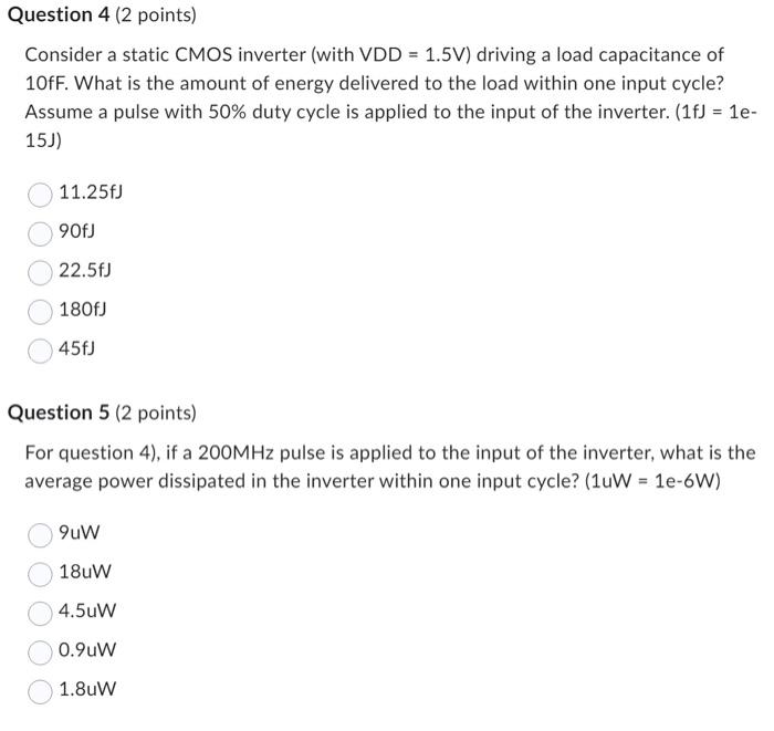 Solved Consider a static CMOS inverter (with VDD =1.5 V ) | Chegg.com