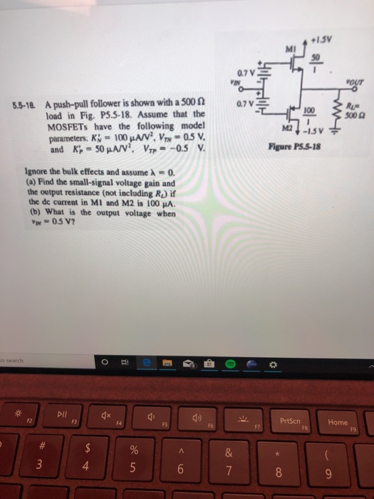 Solved 5.5-18. A push-pull follower is shown with a 500 load | Chegg.com
