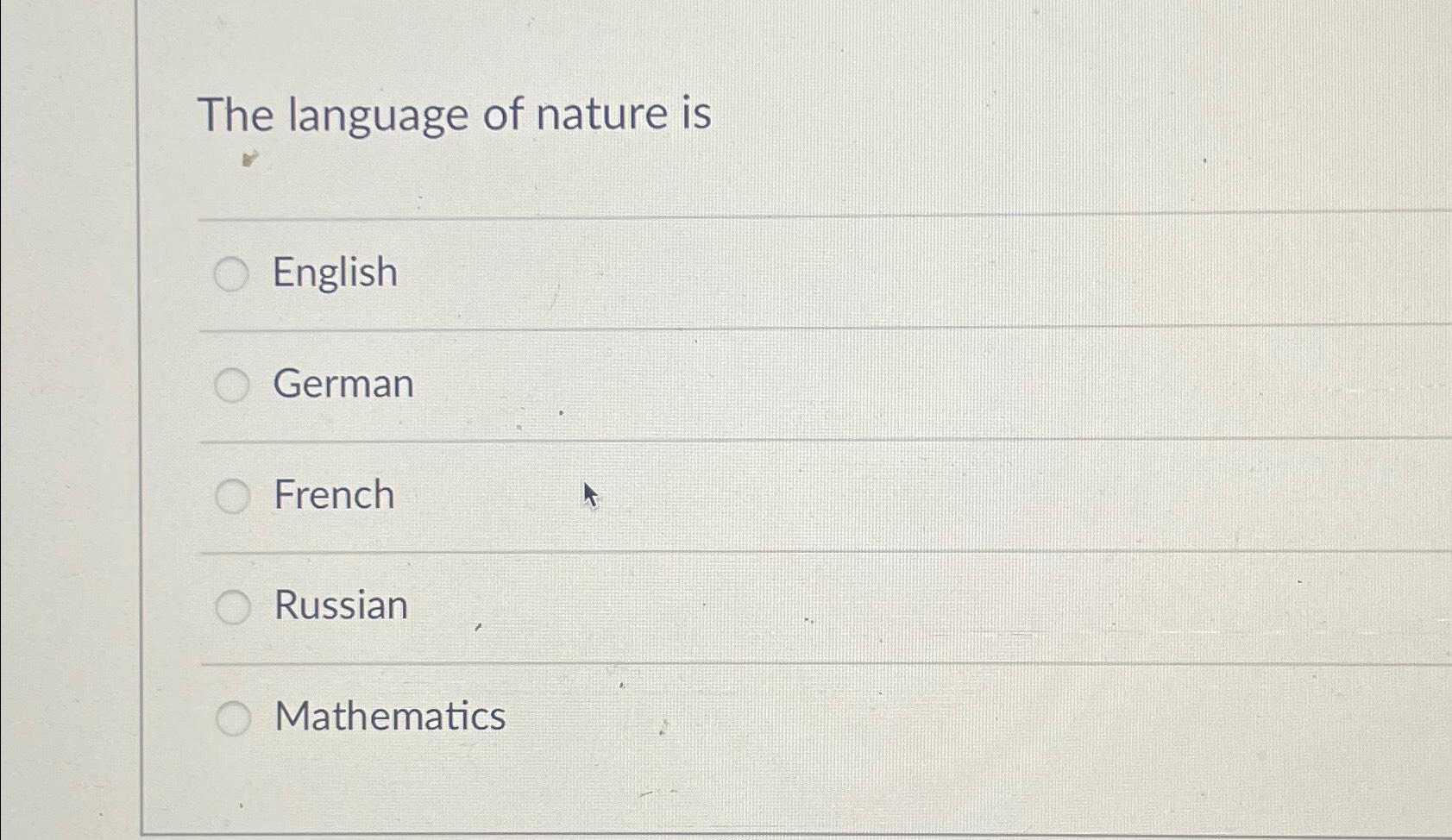 Solved The language of nature | Chegg.com