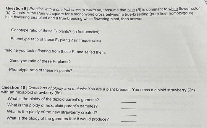 Solved Question 9 Practice with a one trait cross (a warm | Chegg.com