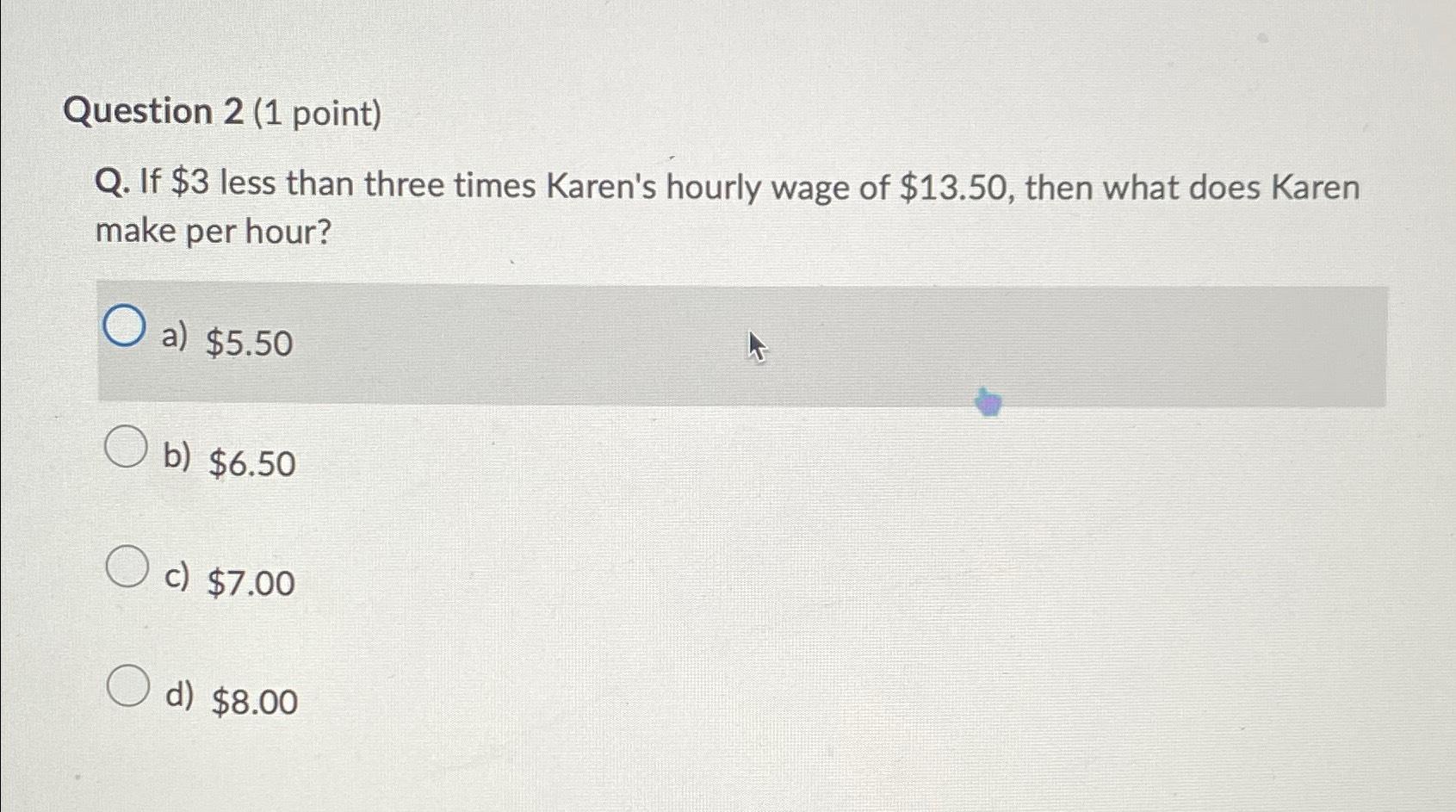 Solved Question 2 (1 ﻿point)Q. ﻿If $3 ﻿less than three times | Chegg.com