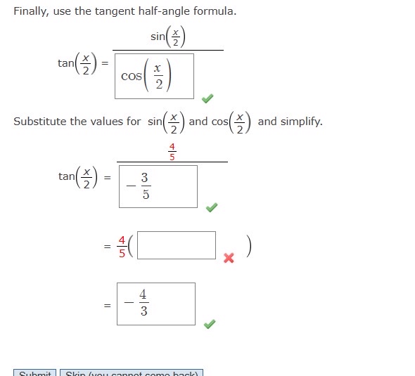 Solved Finally, use the tangent half-angle | Chegg.com
