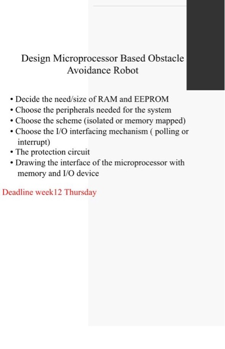 Solved Design Microprocessor Based Obstacle Avoidance Robot | Chegg.com
