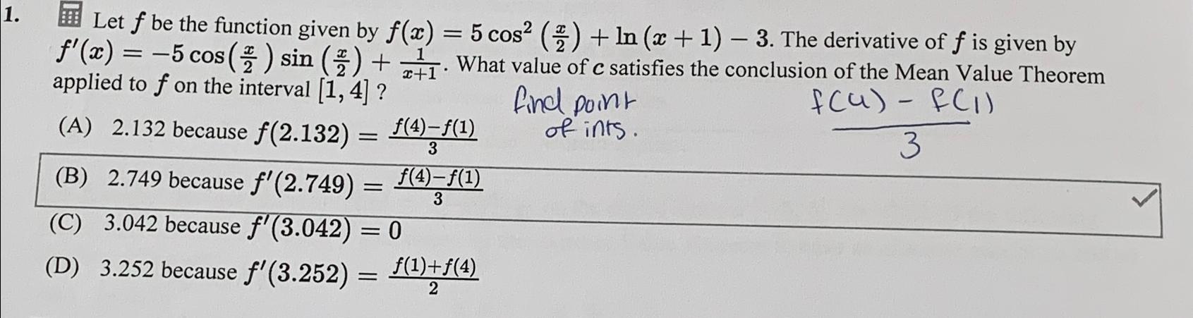 Solved 国 ﻿Let f ﻿be the function given by | Chegg.com