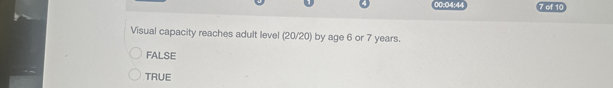 High Quality SOLUTION Visual capacity reaches adult level (20/20) ﻿by age 6 | Chegg.com