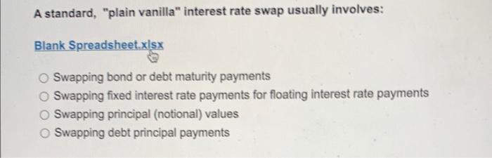 Solved A standard, "plain vanilla" interest rate swap | Chegg.com