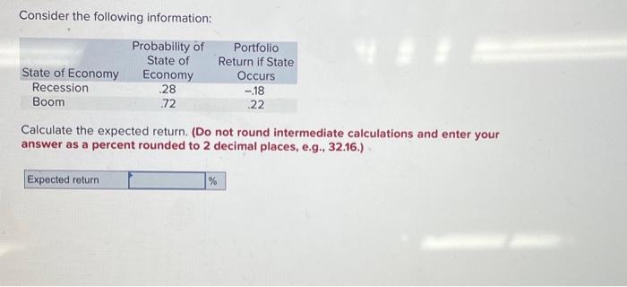 Solved Consider the following information: Calculate the | Chegg.com