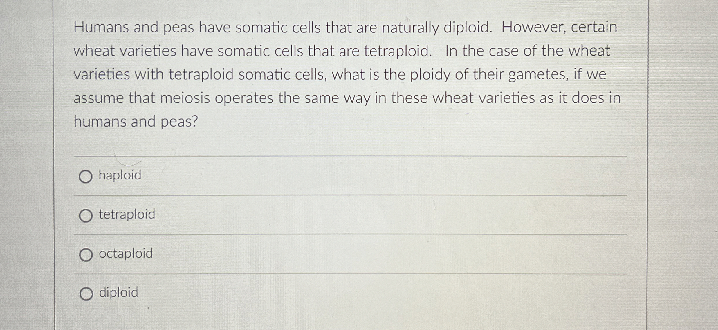 Solved Humans and peas have somatic cells that are naturally | Chegg.com