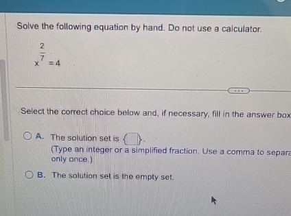 Solved Solve the following equation by hand. Do not use a | Chegg.com