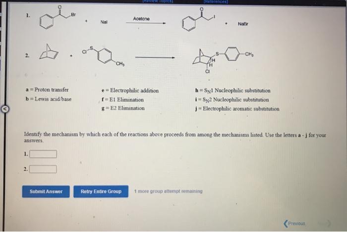 Solved NG Reference Br Acetone Nal NaBr 2. CH, CH a = Proton | Chegg.com