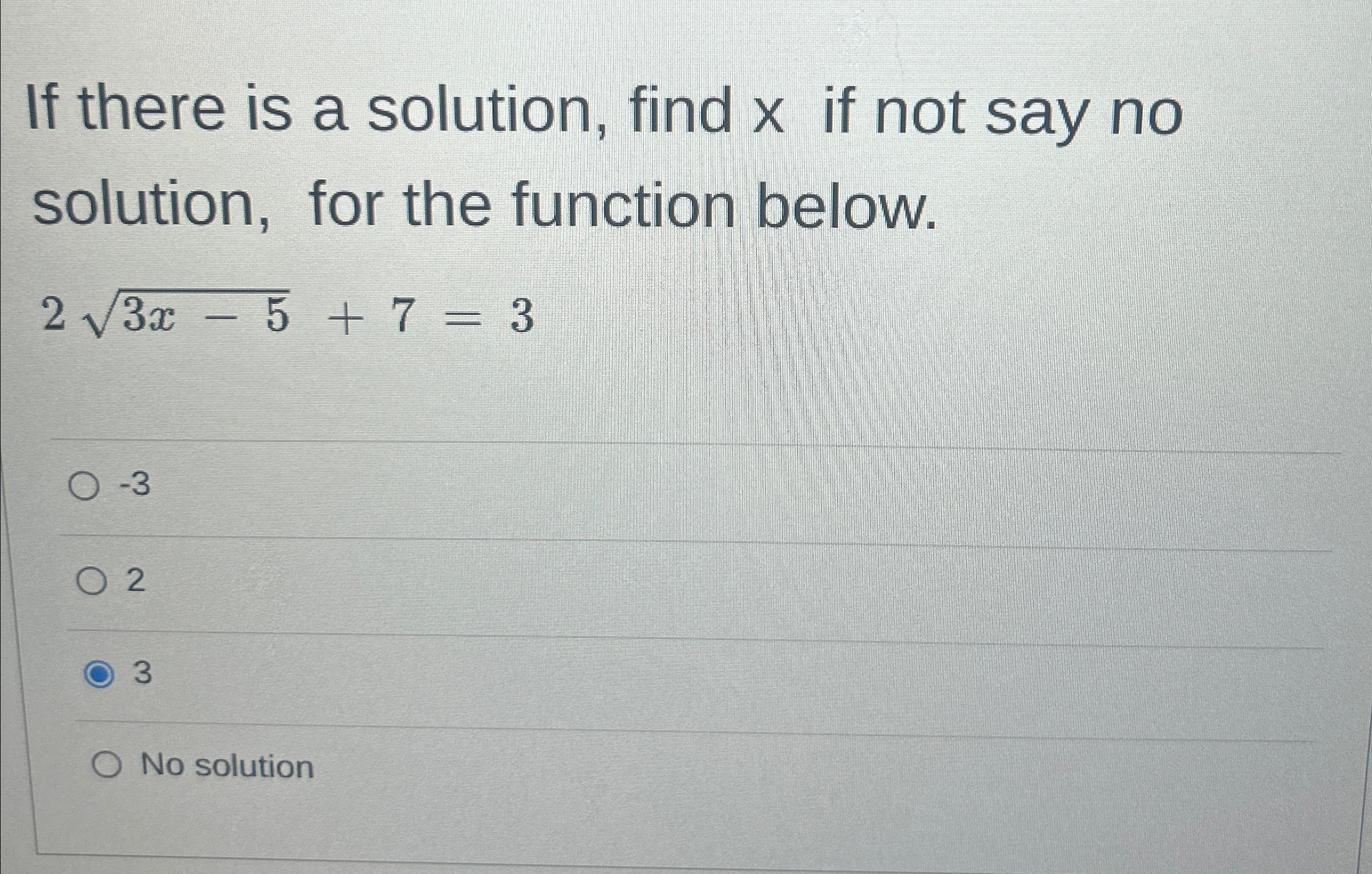 Solved If there is a solution, find x ﻿if not say no | Chegg.com