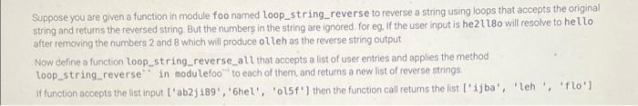 Solved Suppose you are given a function in module foo named | Chegg.com